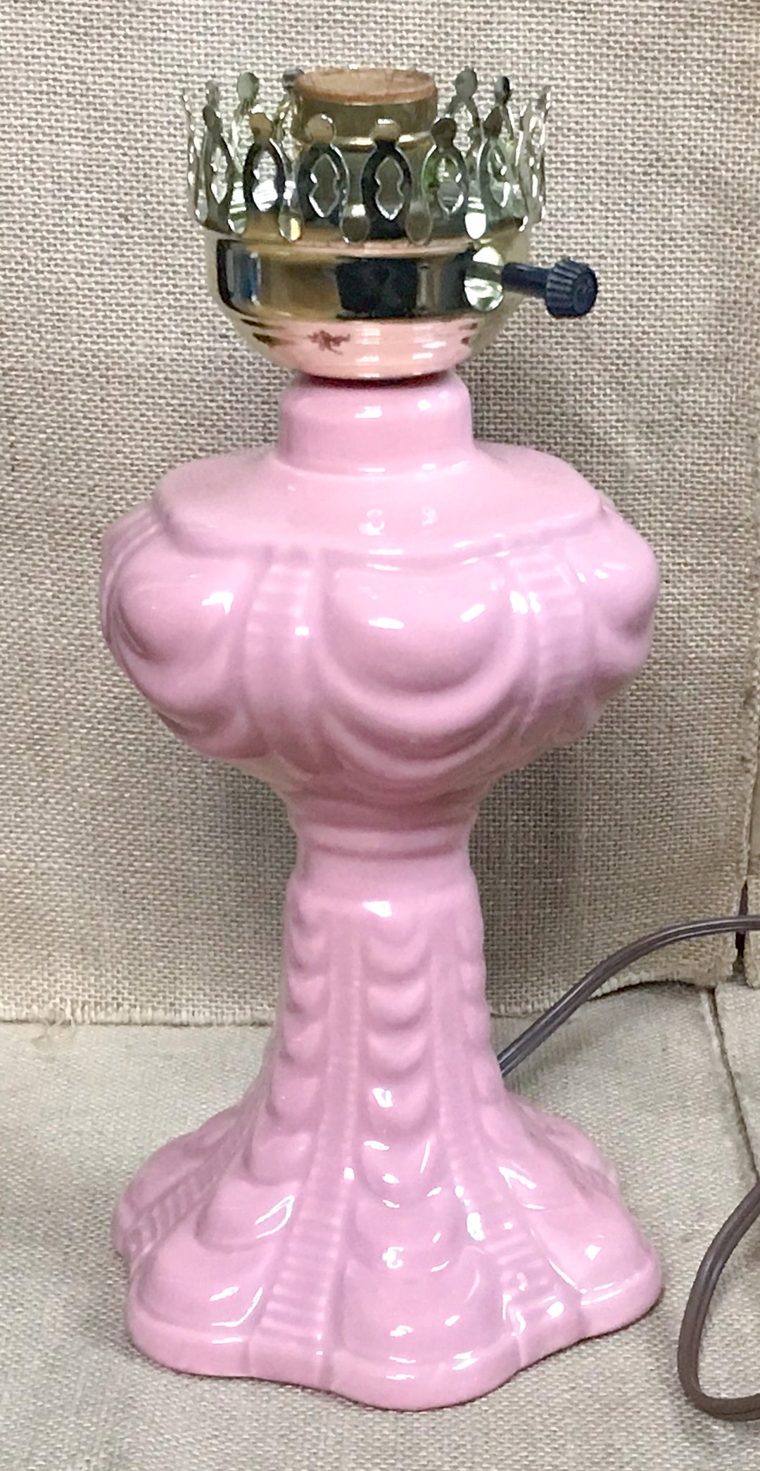 Vintage Dusty Pink Drapery Ceramic Table Lamp Mid Century Modern ...