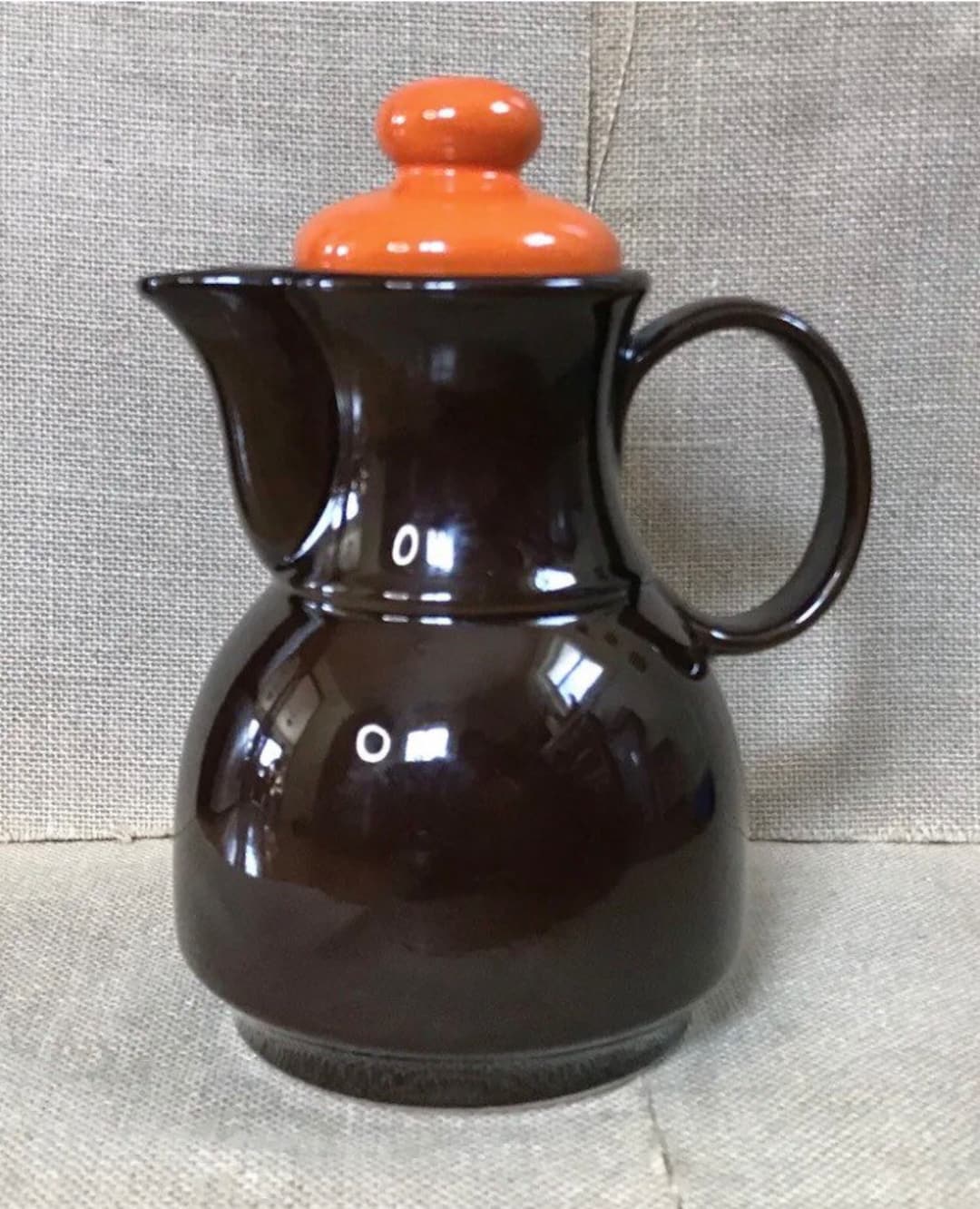 Vintage Ceramic Coffee Pot Brown Orange Mid Century Modern MCM 70s ...