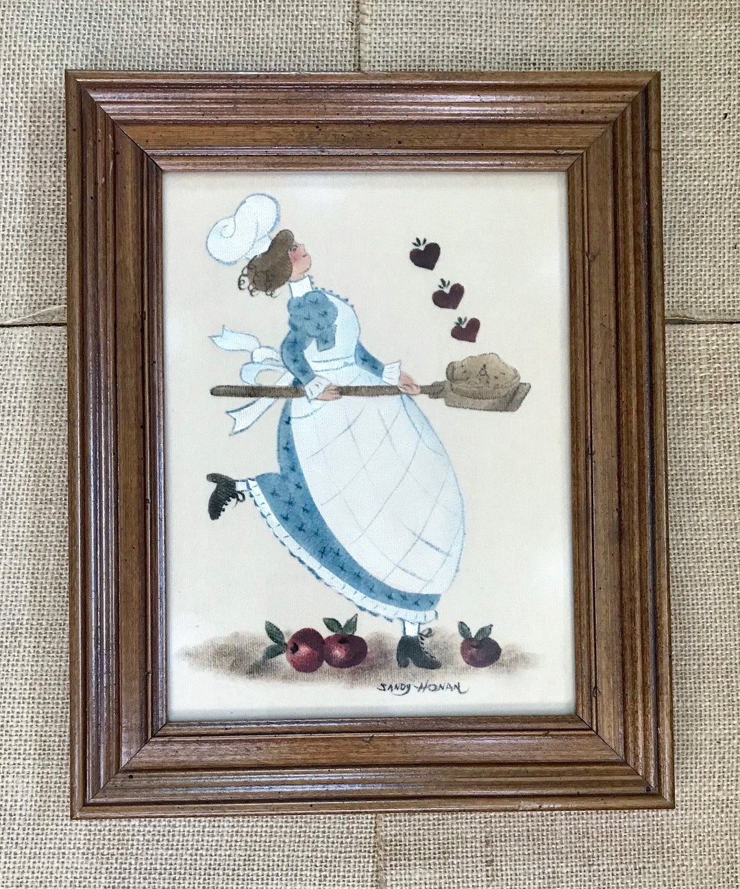 Vintage Signed Sandy Honan Theorem Painting Baker W Apple Pie Baked With Love - Etsy