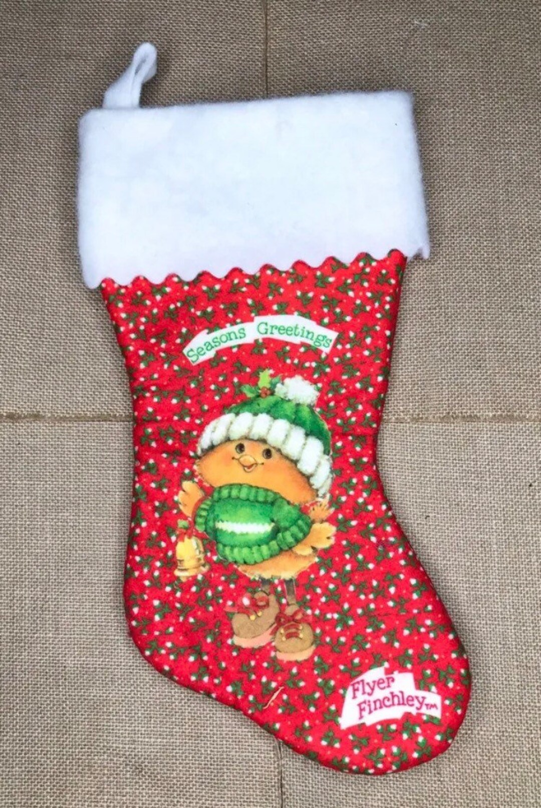 Rare Vintage Red Flyer Finchley Bird Seasons Greetings Felt Christmas ...