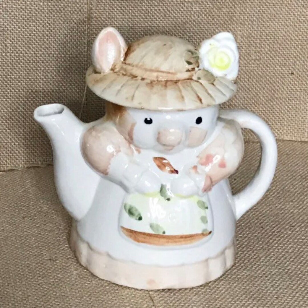 Vintage Anthropomorphic Country Cat Teapot Cottage Core Fairy Tale ...