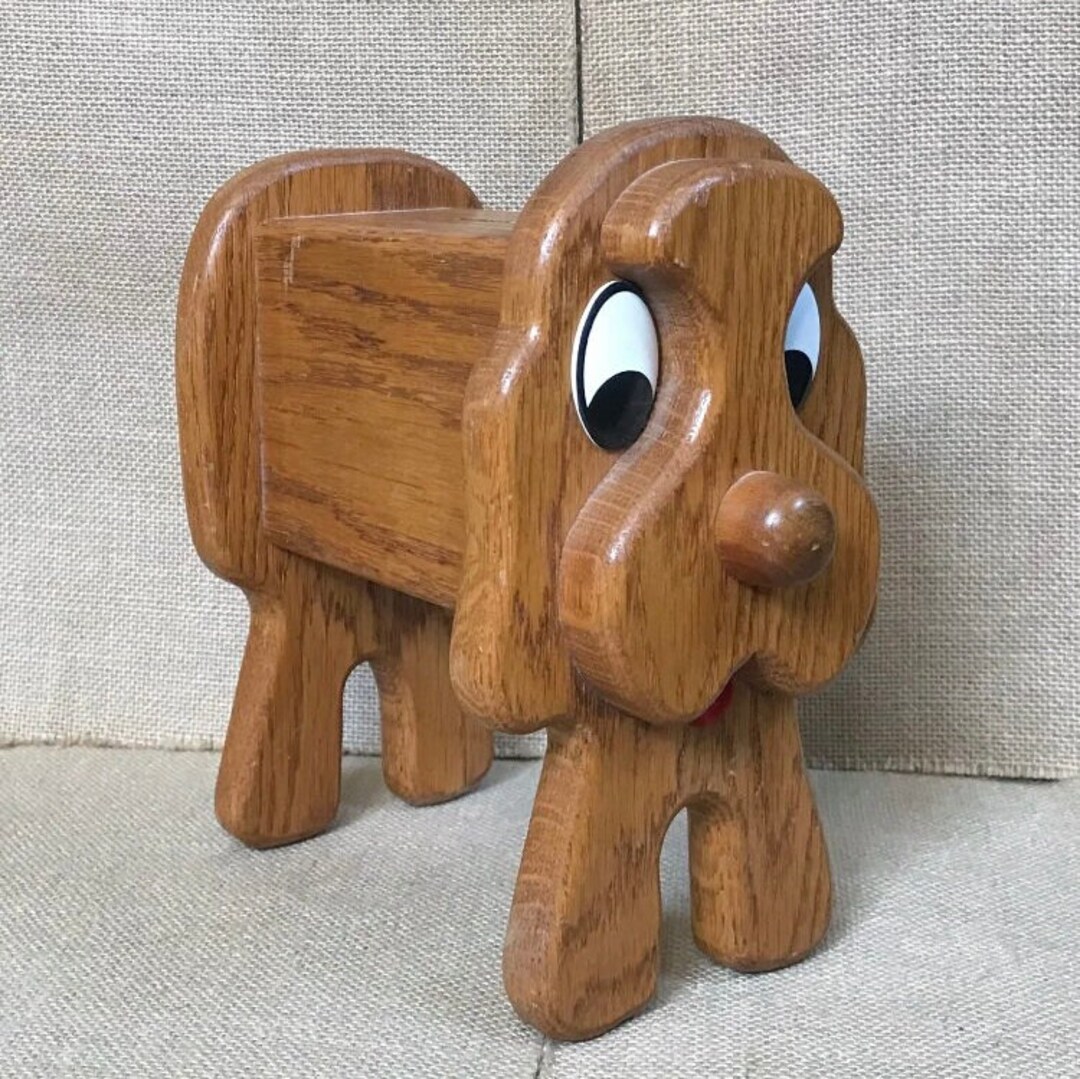 Vintage Kitsch Wood Dog Coin Bank W Big Plastic Eyes AS IS - Etsy