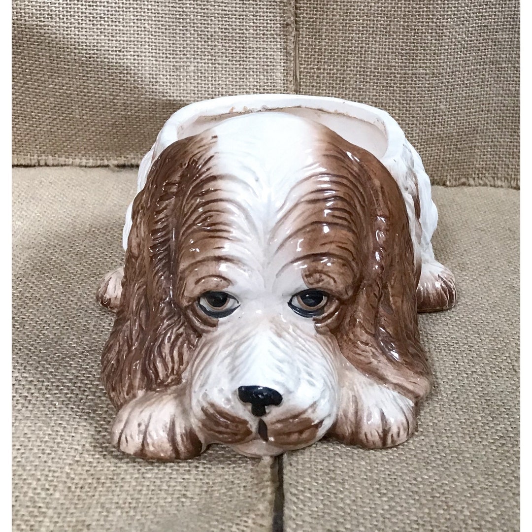 Vintage Relpo Cocker Spaniel Cockapoo Dog Ceramic Planter Sad Puppy AS ...