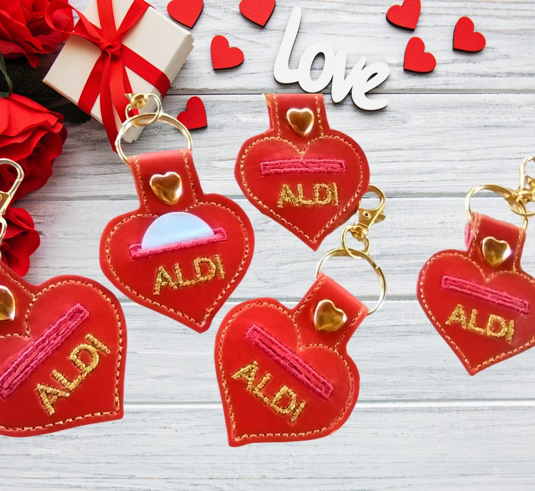 Aldi Key Fob - Red Heart Key Chain With Coin Pocket - Valentine's Gift ...