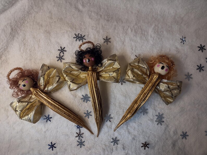 Handmade Okra Angel Ornament - Okra Angels - Folk Art Hand Painted - Etsy