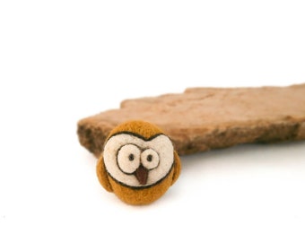 Owl Brooch Needle Felt Funny Animal Pin | Etsy