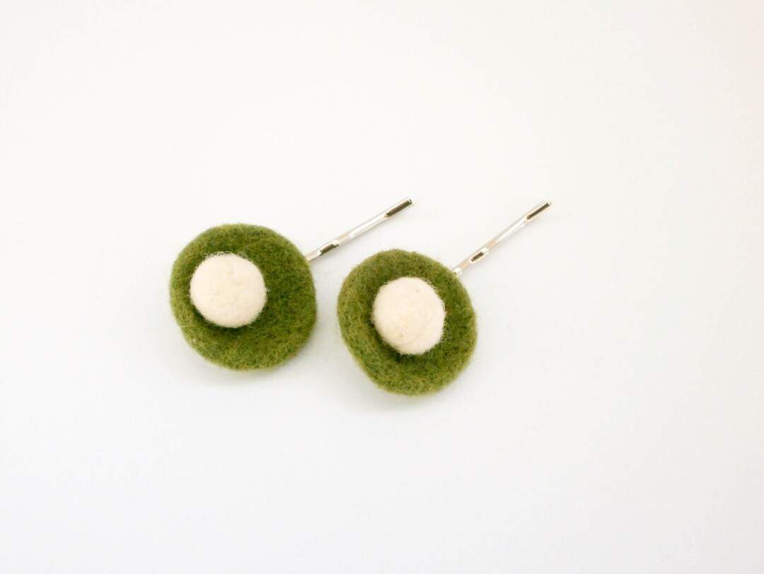 Set of Two Felted Bobby Pins Needle Felted Hair Clips Girls Barrette - Etsy