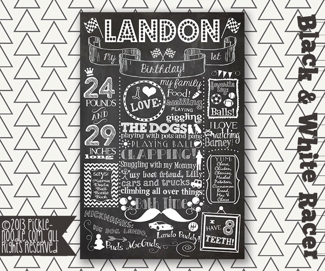 Racing Birthday Theme Chalkboard Poster Sign Printable / - Etsy