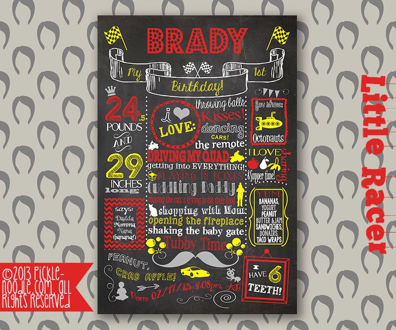 Racing Birthday Theme Chalkboard Poster Sign Printable / - Etsy