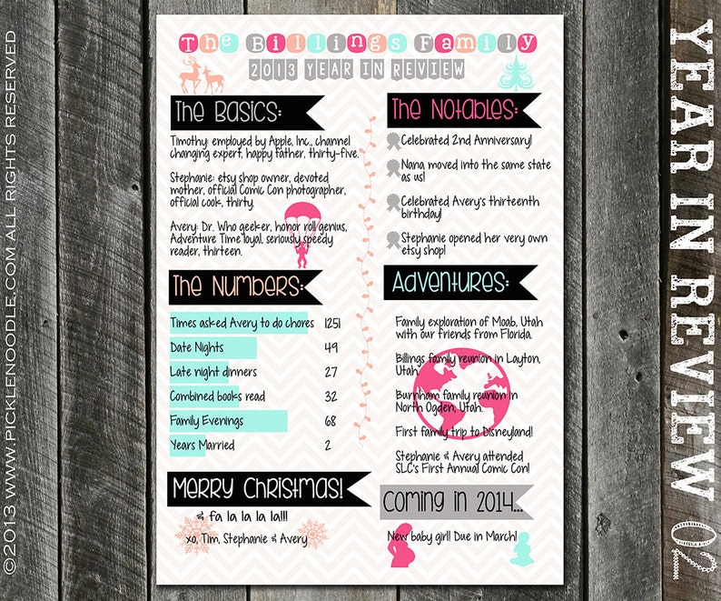 Year in Review Christmas Card Printable Custom Colors | Etsy