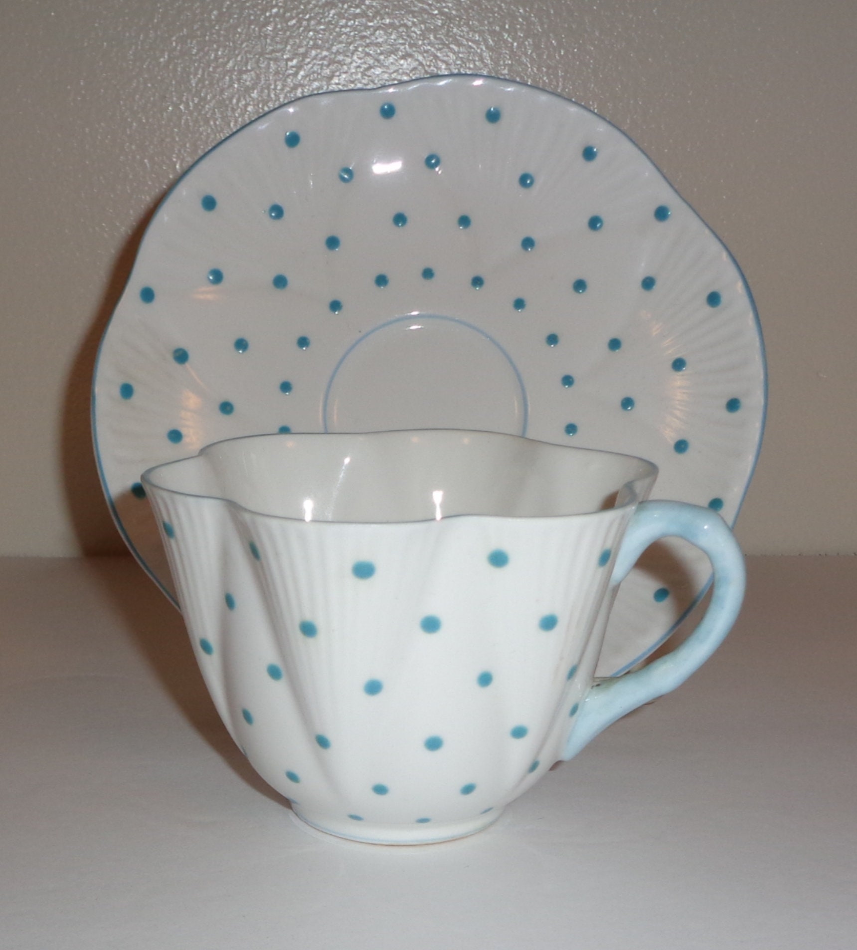 Shelley Blue Star And Polka Dot Dainty Cup And Saucer Home & Living ...