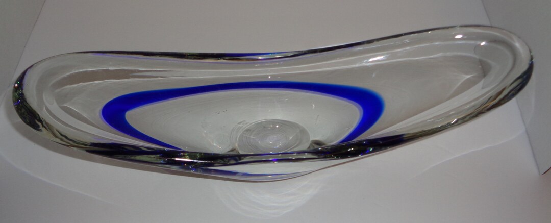 Vintage Erickson Cobalt Crystal Bowl, Hand Blown Art Glass, Bremen Ohio ...