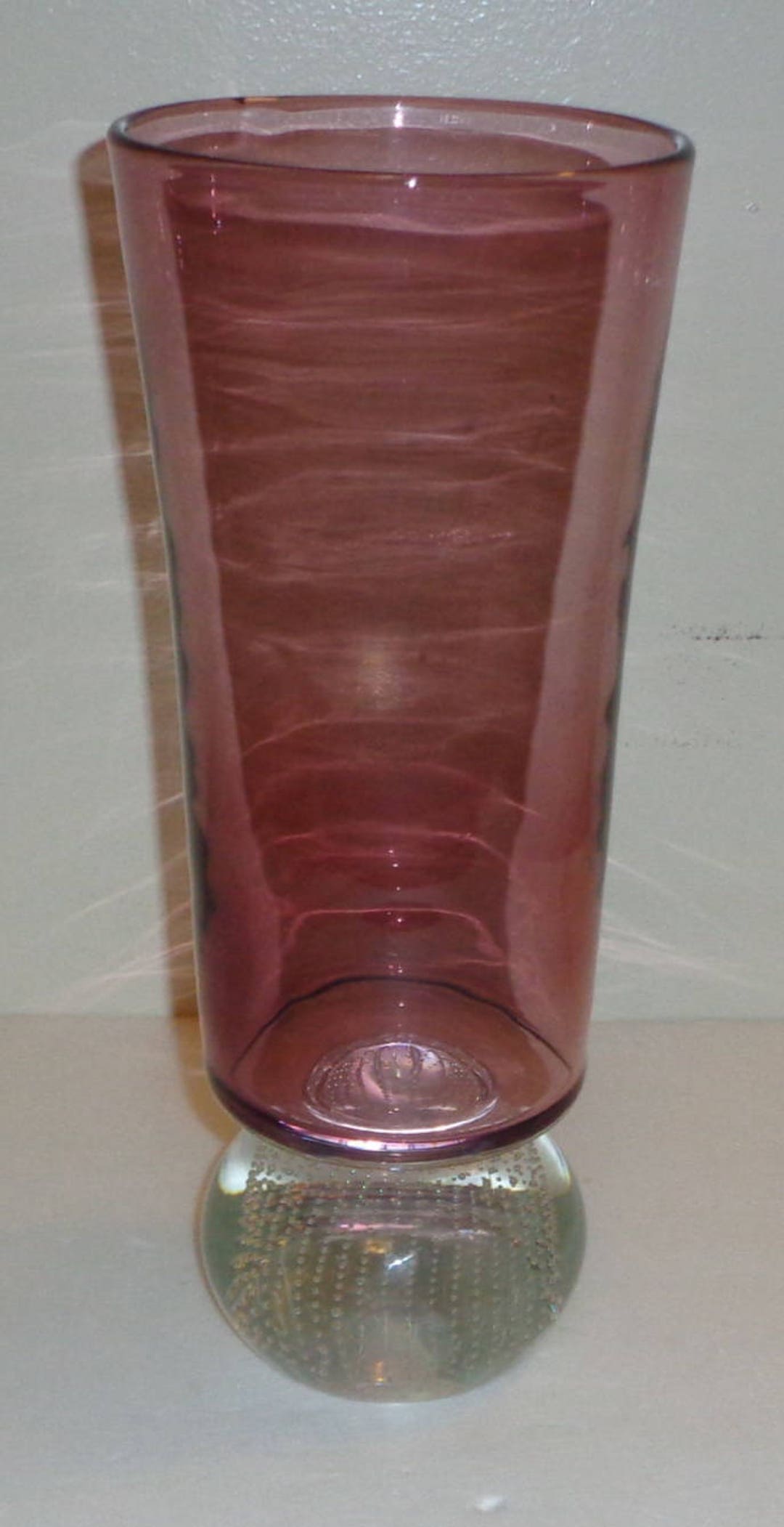 Erickson Grape Ball Base Vase Free Hand Glass Made in OHIO Handblown ...