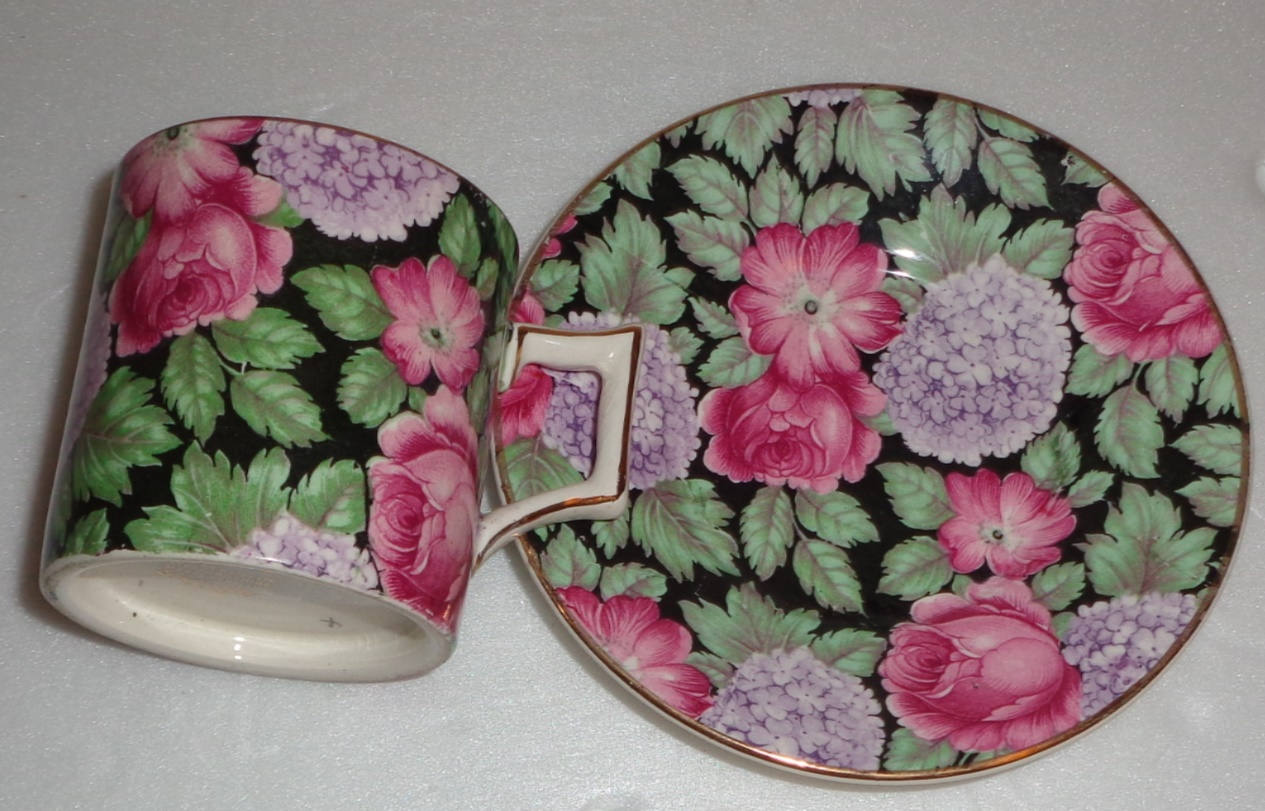 James Kent Old Foley Tapesty Chintz Coffee Can Demitasse Cup and Saucer ...