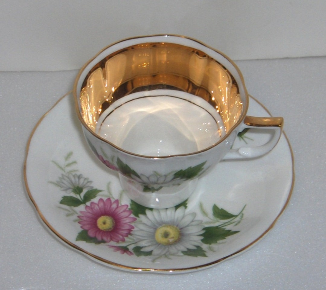 Vintage Jason Bone China Cup and Saucer, Floral & Gold, Made in England ...