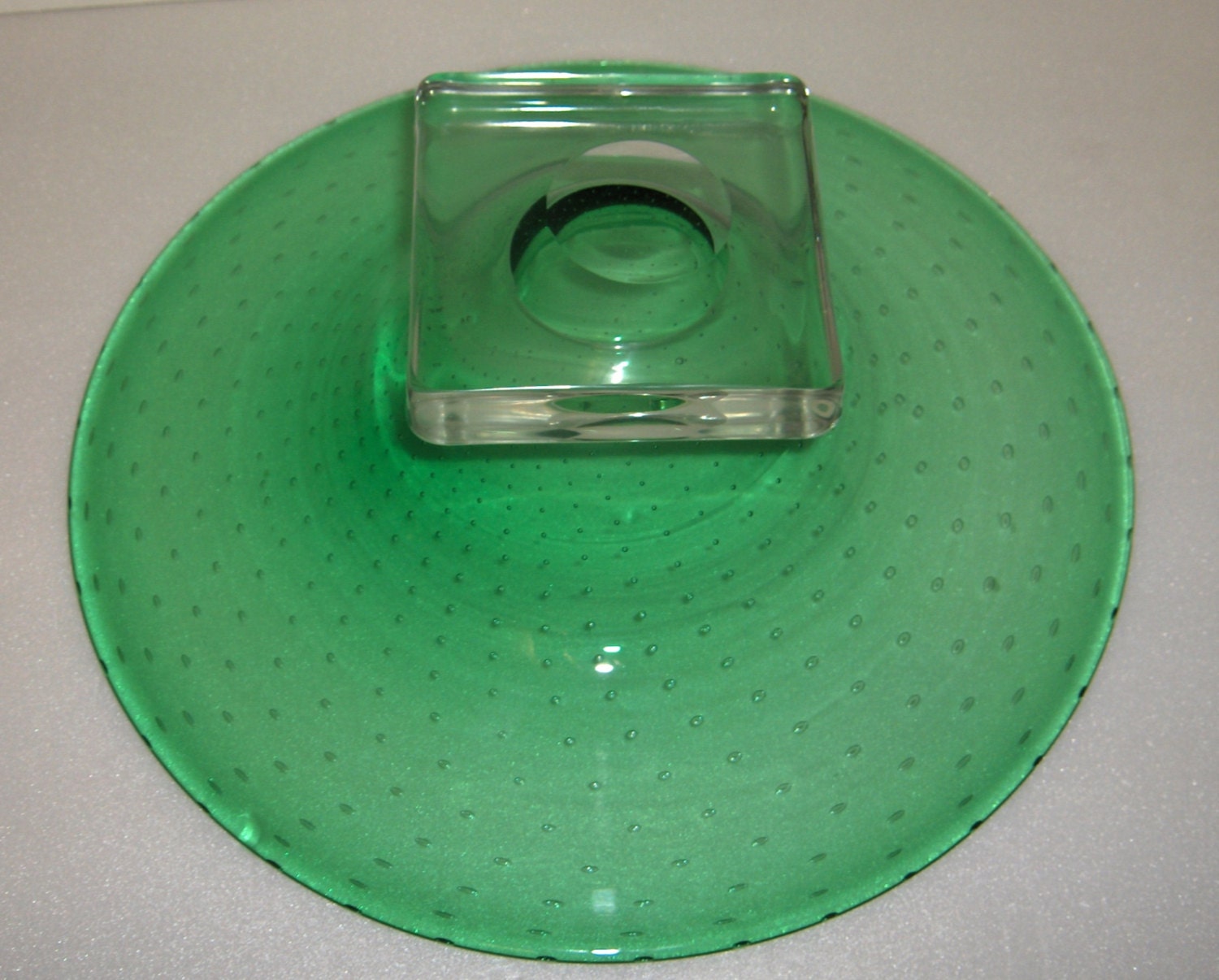 Erickson Emerald Glass Compote, Hand-blown Square Base, Ohio - Etsy