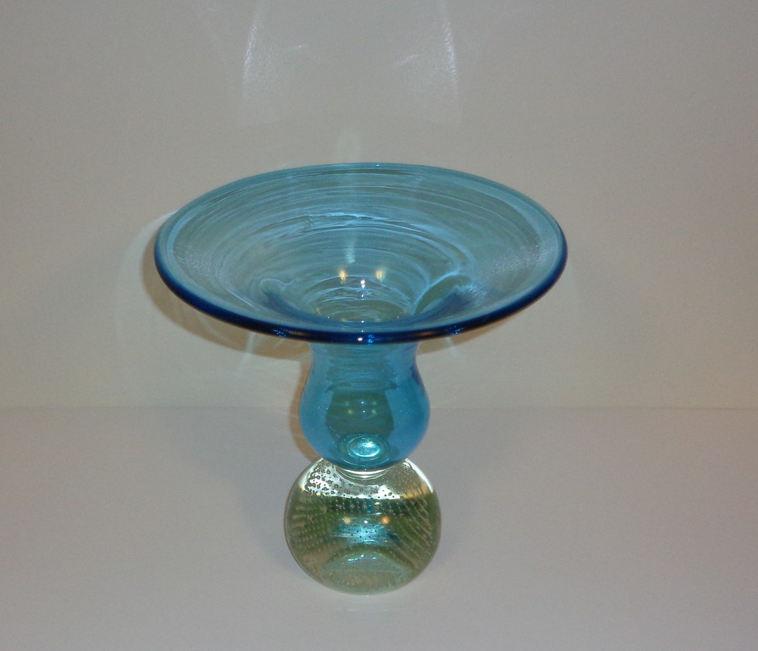 Vintage Erickson Azure Blue Bubble Vase, Hand Blown Glass - Etsy