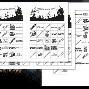 Horror Movie Bingo Cards Instant Download Printable PDF - Etsy