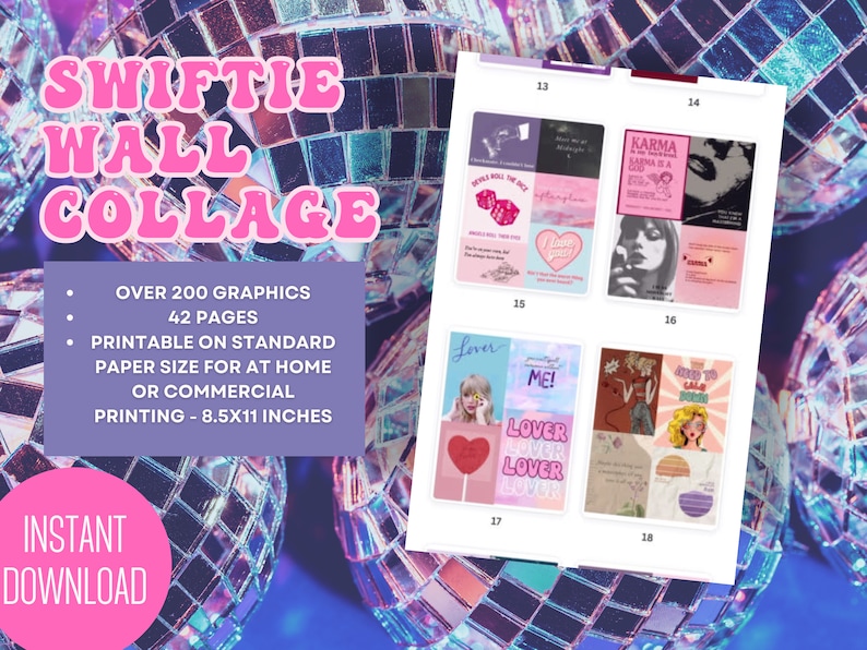 Taylor Swift Wall Collage Printable | 200+ Graphics Included | Instant ...