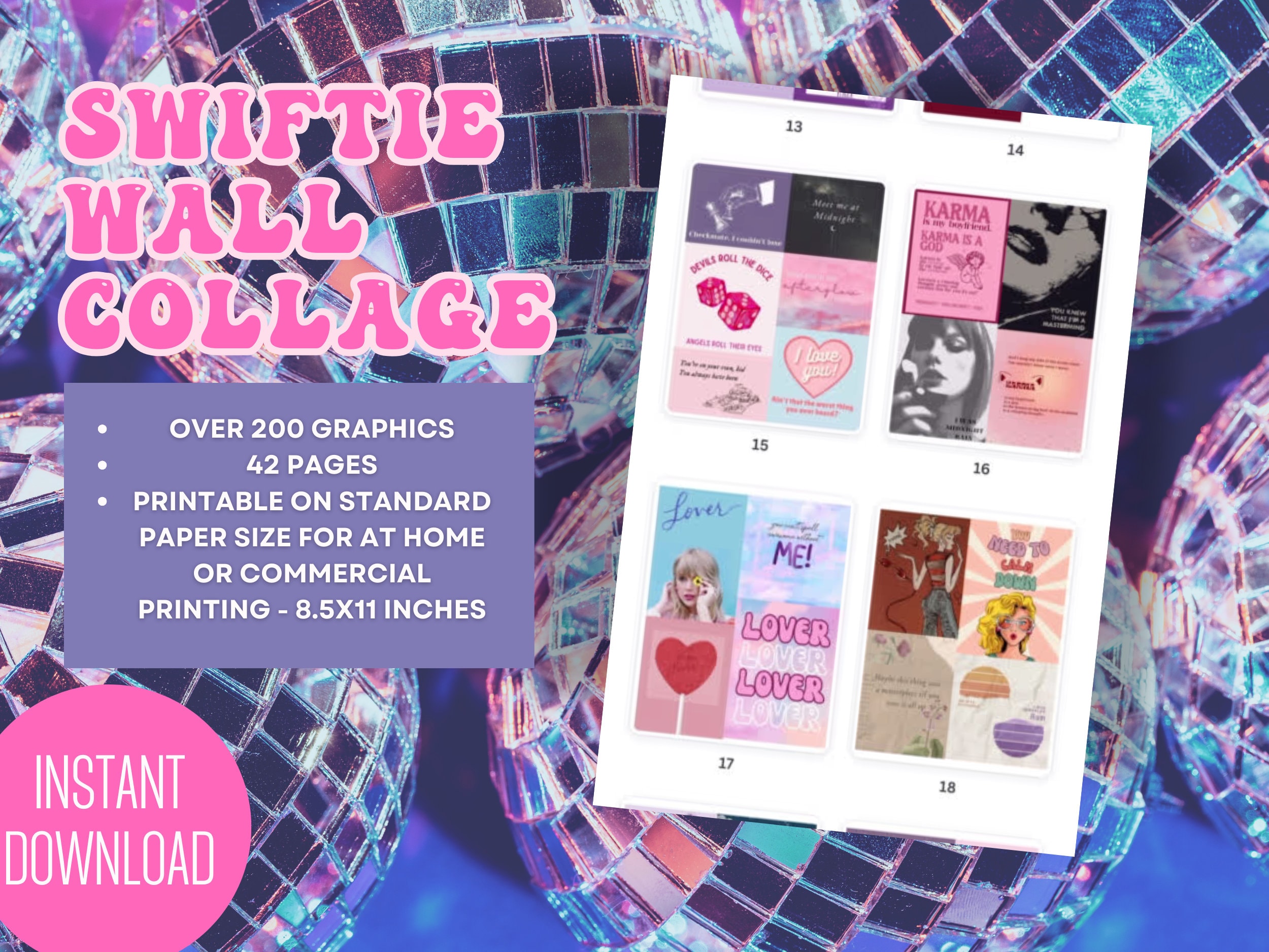 Taylor Swift Wall Collage Printable | 200+ Graphics Included | Instant ...