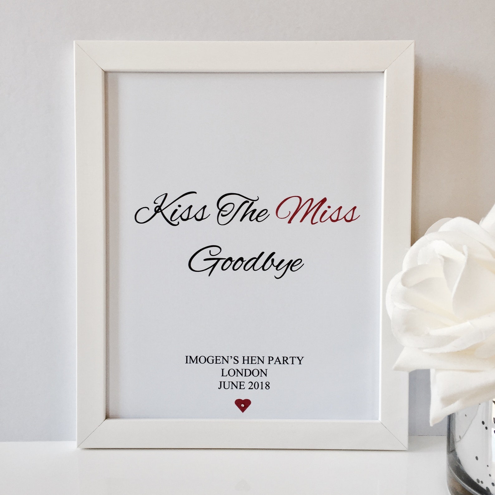 Kiss the Miss Goodbye, Hen Do Keepsake, Hens Night Supplies, Hens Night ...