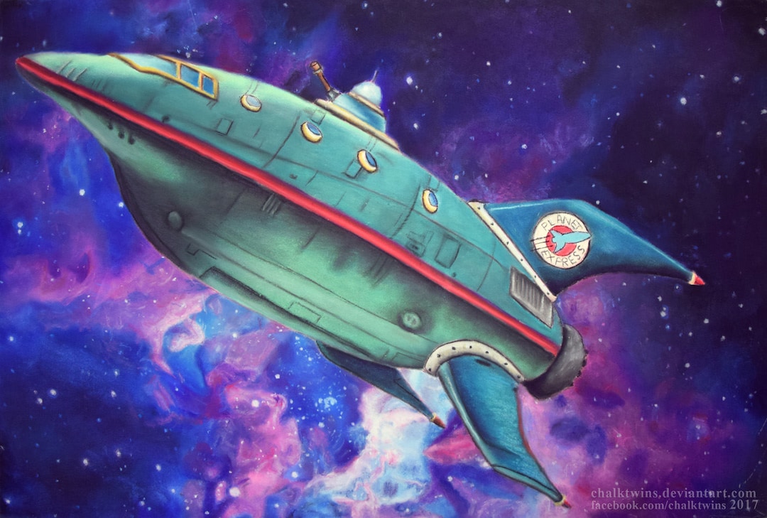 Future Delivery Space Ship ART PRINT, Sci Fi Cartoon Space Ship Poster ...