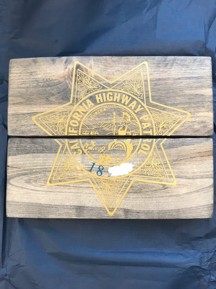 CHP badge wall hanging. custom with badge number | Etsy
