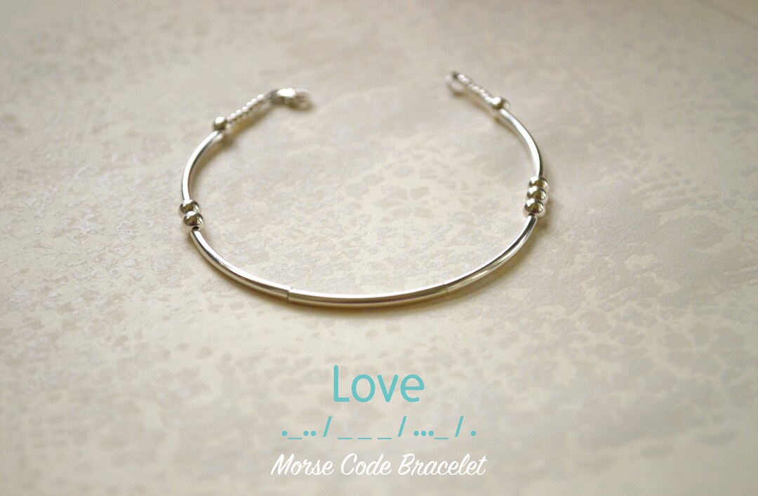 Love Morse Code Bracelet Sterling Silver - Etsy