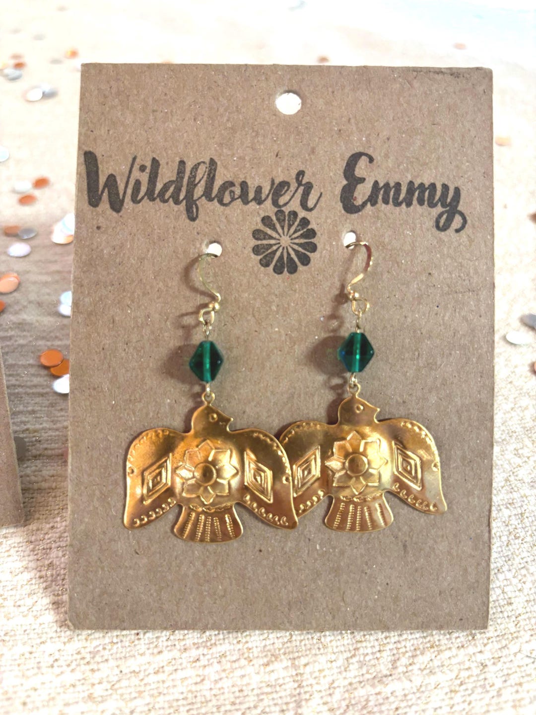 Southwestern Thunderbird Earrings: Boho Brass Dangles, 14K Hooks - Etsy