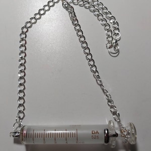 Vintage Glass Medical Syringe Necklace, Silver Plated Chain. - Etsy