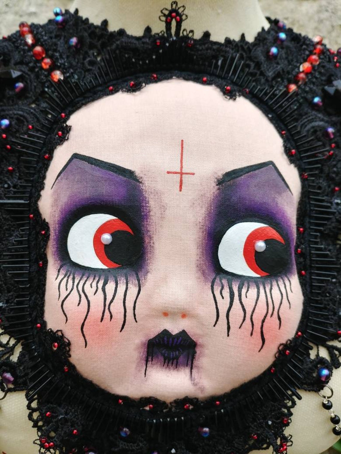 Vintage Cloth Doll Face Chest Piece. Corpse Paint Inverted - Etsy