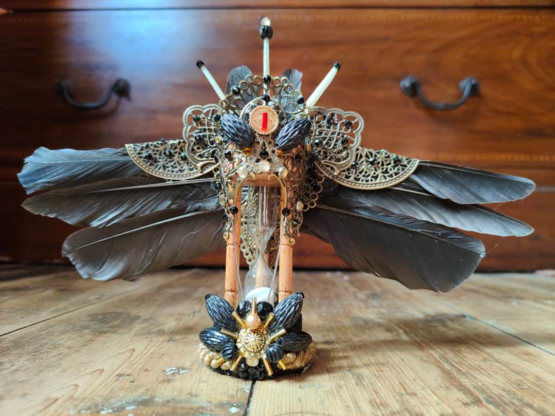 Victorian Inspired Flying Hourglass. Mourning. Crow - Etsy Singapore
