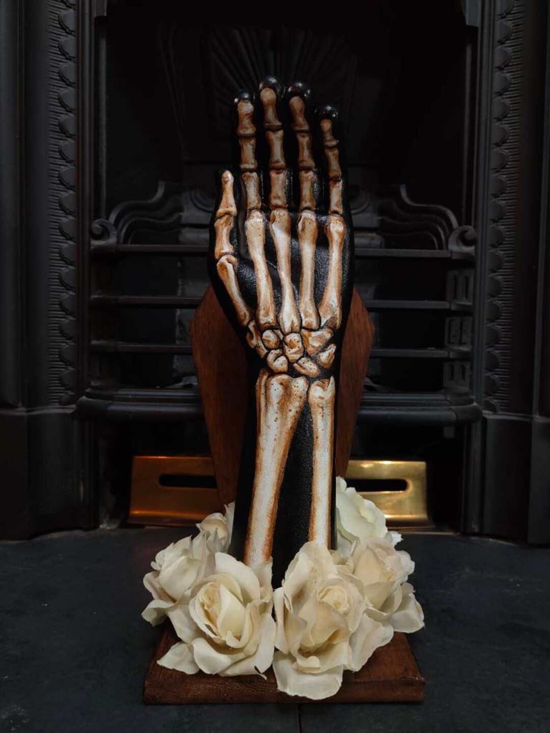 Hand Painted Skeletal Hand Display. Mannequin Arm Repaint on Wooden ...