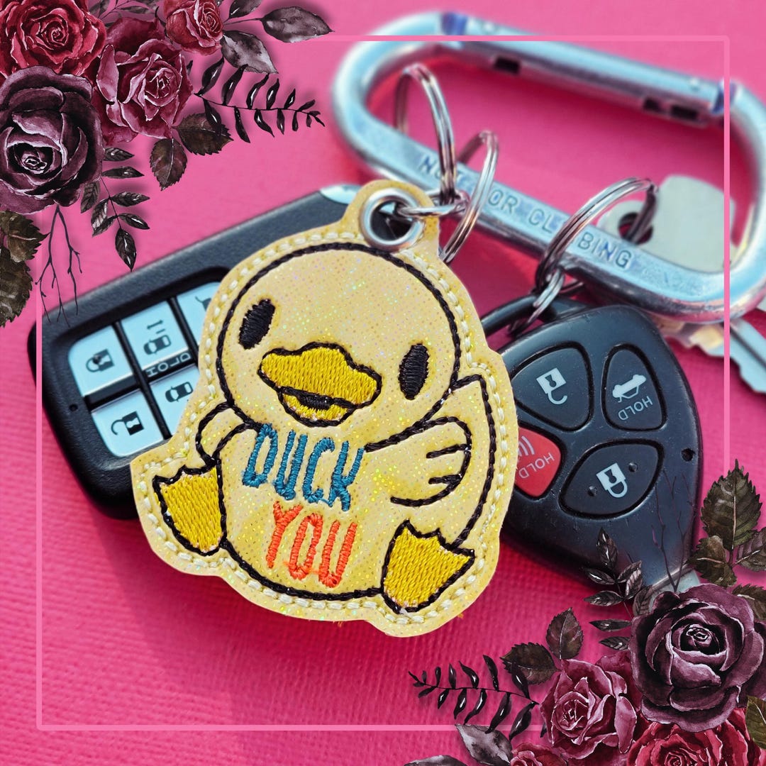Duck You! Holographic Yellow Duck Keychain, Funny Novelty Gift, Sassy ...