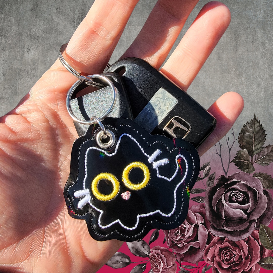 Black Cat Holographic Keychain | Cute & Spooky Gifts - Etsy