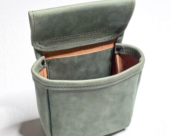 Handmade Sage Leather Shotgun Shell Pouch - Rolled Edge Shooting Bag ...