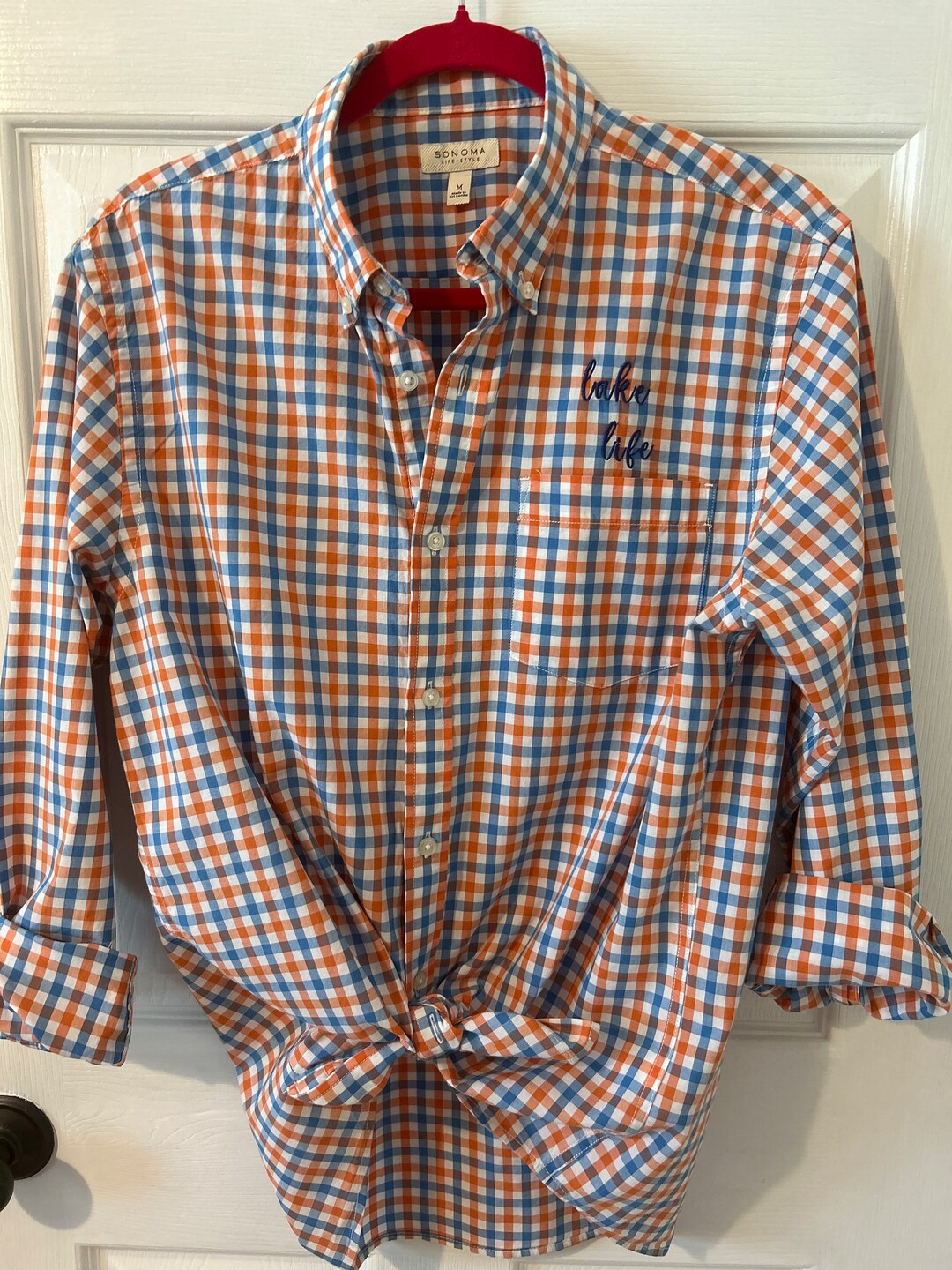 Button Down Shirt Embroidered Boyfriend Button up Shirt Boat Lake Life ...