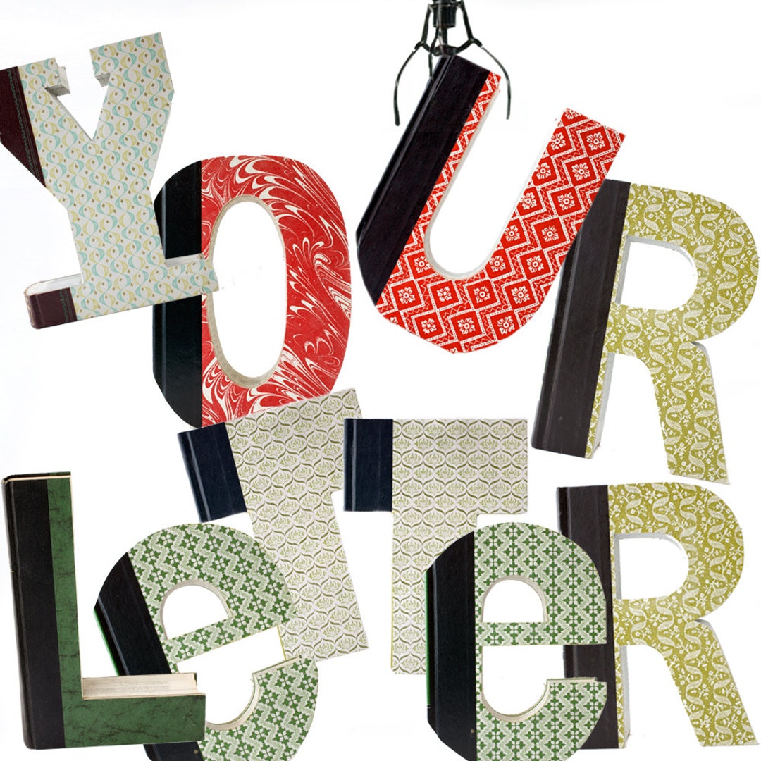 Books Recycled to NEW A to Z LETTERS!, Book Art, Cut Book Letters ...