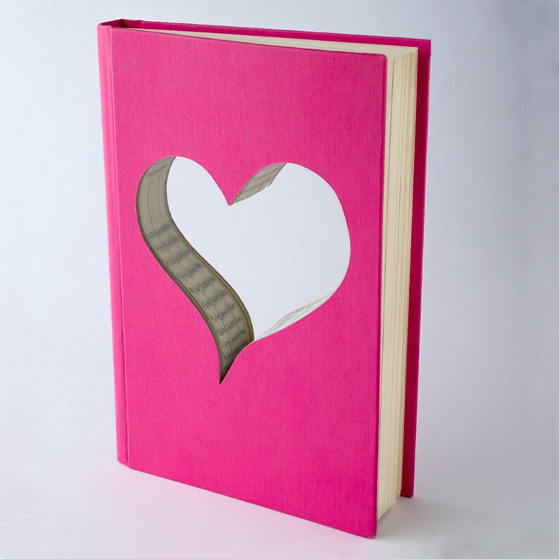 HEART SHAPE Cut Pink Book Book Art Unique Engagement Gift - Etsy