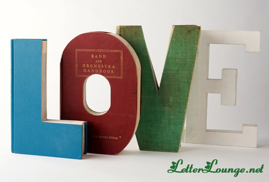 Alphabet love Book Letters, House Warming Gift, Wedding Decor, Room ...