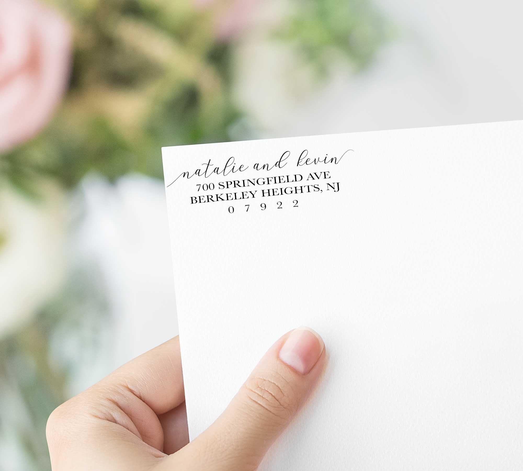 Calligraphy Return Address Stamp Custom Self-inking Wedding | Etsy