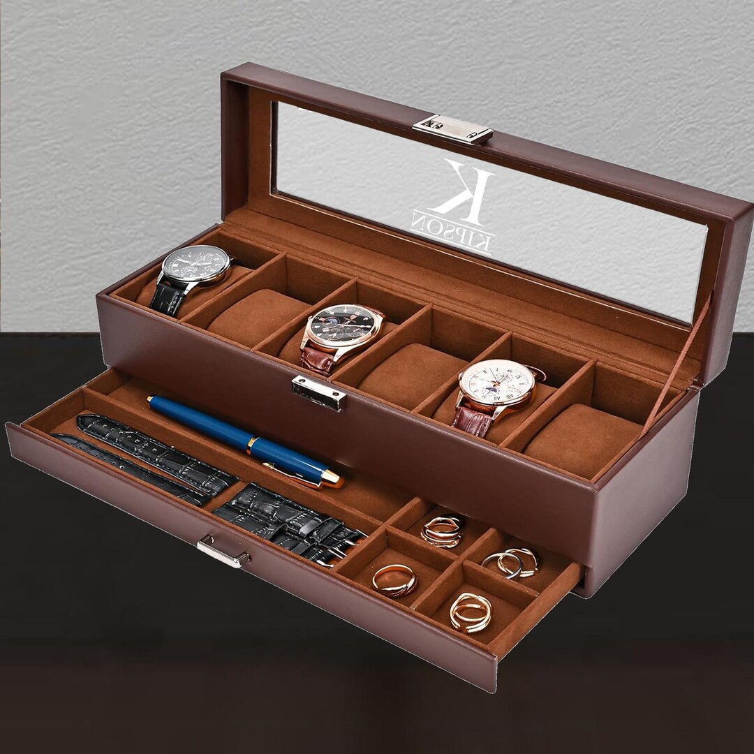 Personalized Watch Box, Custom Engraved Men's Jewelry Case, Husband ...