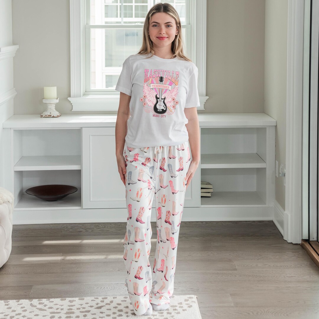 Nashville Pajamas, Cowboy Boot PJ Pants, Western Print Pajamas ...