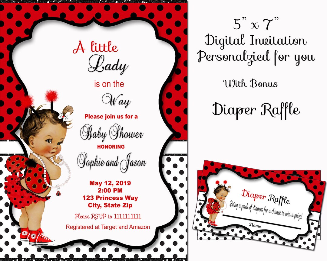 Ladybug Baby Shower Invitation: Red & Black Personalized Design ...
