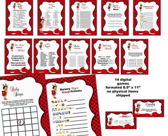 Ladybug Baby Shower Games Baby Shower Games Baby Shower Girl | Etsy