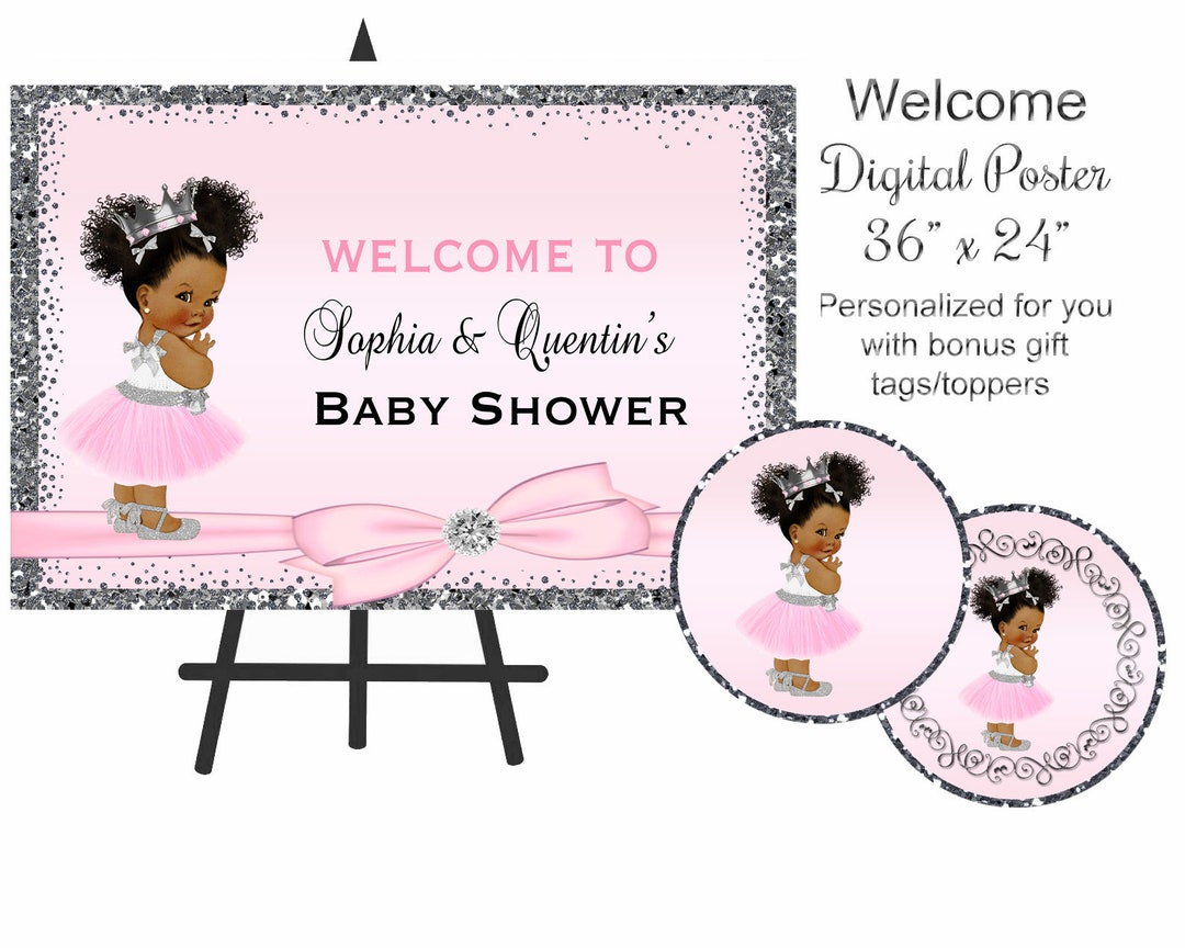Princess Welcome Poster, Pink and Sliver Welcome Sign, Matching ...