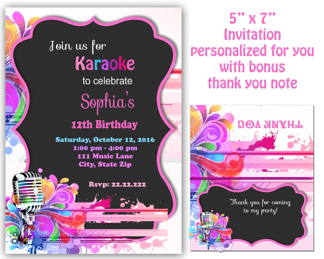 Karaoke Invitation, Karaoke Party Invitation, Karaoke Birthday Party ...