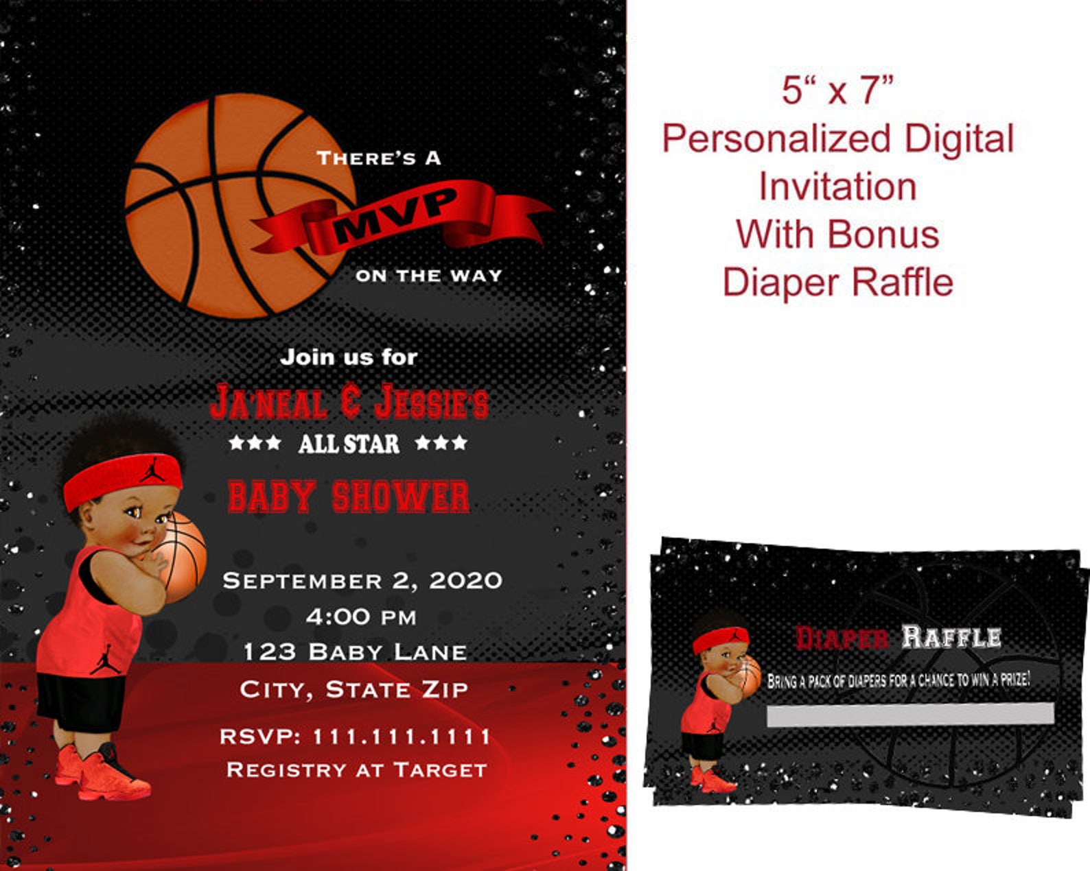 Basketball Baby Shower Invitation: MVP All-star Theme (digital Download ...