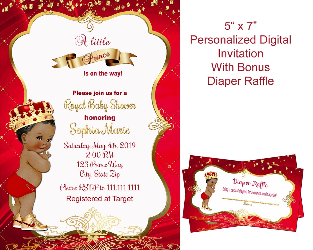 Royal Prince Baby Shower Invitation: Red and Gold (digital Download) - Etsy