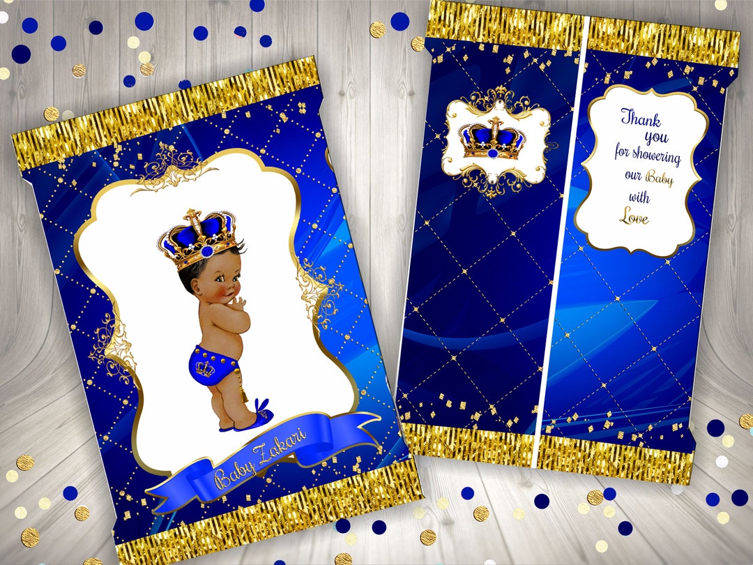 Personalized Royal Prince Chip Bag: Blue & Gold Baby Shower (PDF ...